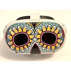 Sugar Skull (Green) Decal for Quest 2 VR Headset - Meta / Oculus - Glossy Vinyl Sticker