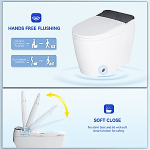 Smart Toilet with Bidet Built in, Bidet Toilet with Heated Seat, Automatic Flush, Dryer, Night Light, Digital Display