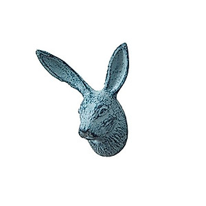 Rustic Dark Blue Whitewashed Cast Iron Decorative Rabbit Hook 5" - Rabbit Home