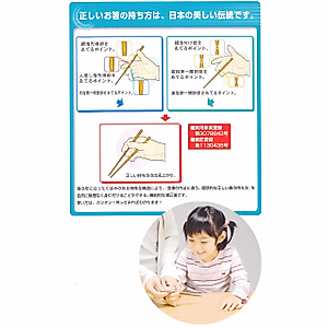 Ishida 11424 Three-Point Support Chopsticks, Right Handed, Natural Wood, Approx. 6.5 inches (16.5 cm)