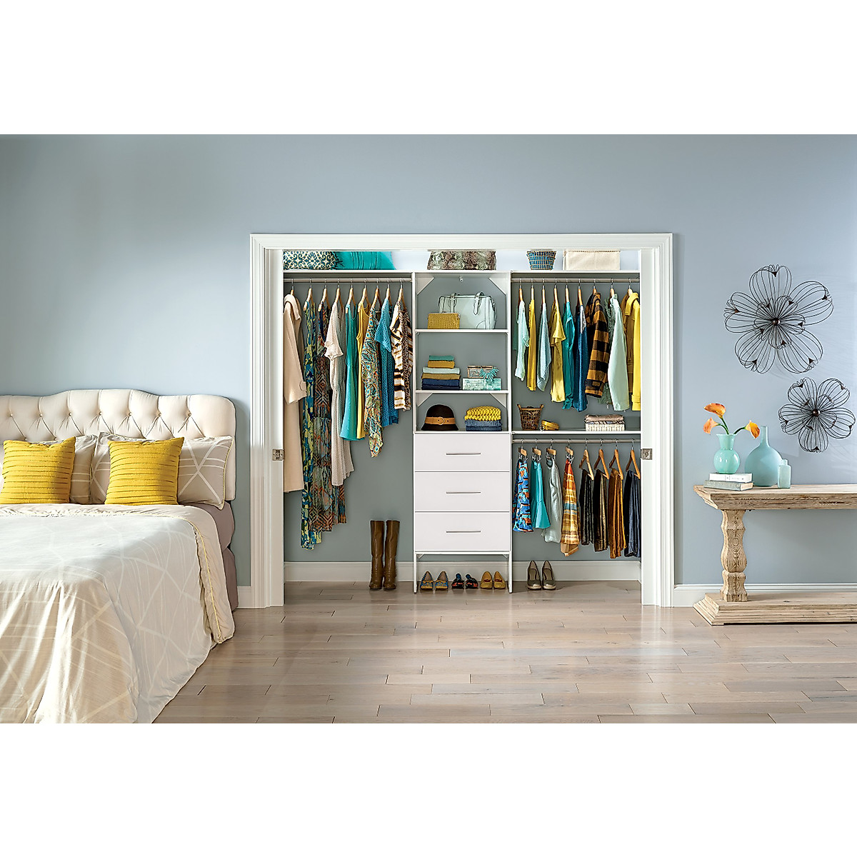 ClosetMaid 1937040 SuiteSymphony Modern 25-Inch Closet Organizer with Shelves and 3-Drawers, Pure White