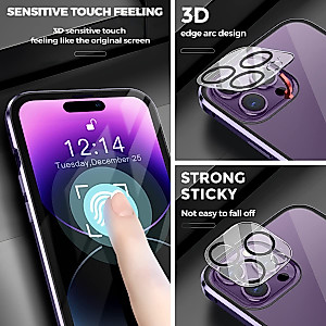 [2023 New Safety Lock+Camera Protector] Magnetic Case for iPhone 14 Pro Max,[100% Screen Sensitivity ][Anti-Peeping Screen Protector] Double Sided 9H Glass Privacy Case for iPhone 14 Pro Max