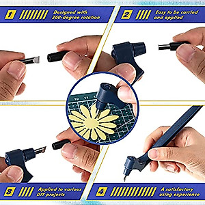 17 Pieces Craft Cutting Tools 360 Degree Rotating Blades Stainless Steel Craft Knives with Replacement Heads Cutting Mat Steel Ruler for DIY Crafts Stencils Scrapbooks (Fresh Colors)