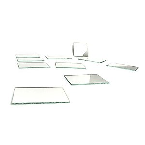 10 Pack Glass Plane Mirrors - Unmounted - 3"x2" approximate Size - Eisco Labs