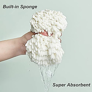 4 Pack Chenille Hand Towel Ball Soft Absorbent Microfiber Hanging Hand Towels Plush Quick-Drying Chenille Ball Hand Towels with Hanging Loops for Bathroom Kitchen (Multicolor)