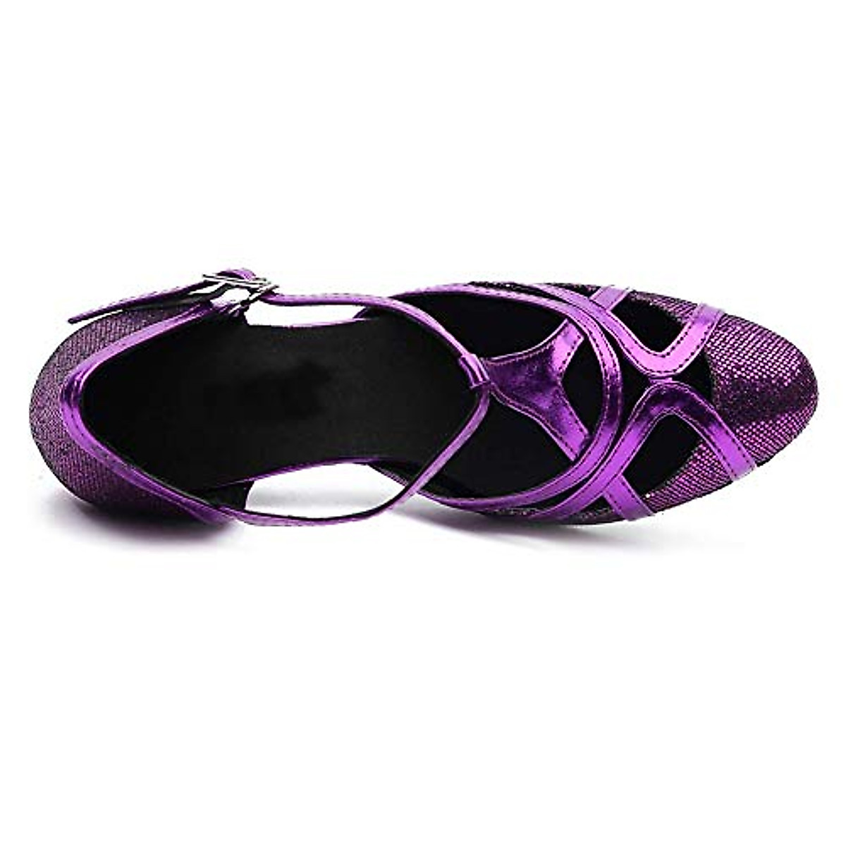 SWDZM Women Glitter Latin Dance Shoes Closed Toe Ballroom Salsa Tango Practice Performence Party Dancing Shoes,2040-Purple-LJS,Heel 2 2/5'',US 9
