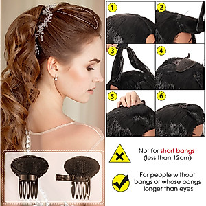 12 Pieces Hair Styling Set: Sponge, Invisible Clips, Combs, Volume Inserts, Hair Extensions Accessories (Black, Coffee, Dark Brown)