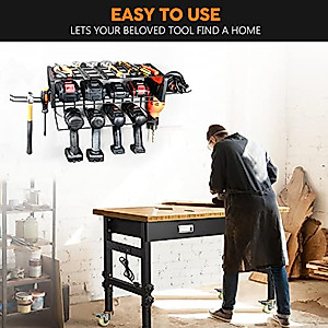 HONRISE Power Tool Storage Rack Wall Mounted Storage Rack Garage Tool Storage Box Cordless Drill Storage Rack Heavy Duty Tool Rack Detachable Design Suitable for Garage Warehouse and Studio