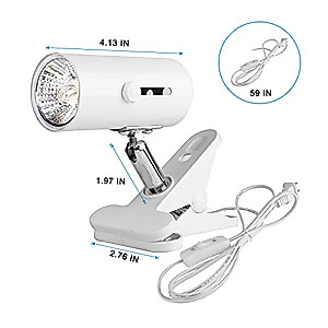 FIVEAGE Reptile Heat Lamp Fixture Turtle Aquarium Lamp Tortoise Light Heating Lamps Holder with 3 UVA UVB Turtle Light Sun Basking Spot Lamps for Reptiles,Amphibian(White)