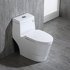 Woodbridgebath T-018 Dual Flush Elongated One Piece Toilet with Soft Closing Seat, Comfort Height, Water Sense