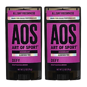 Art of Sport Men’s Deodorant, Aluminum Free, Sandalwood Fragrance, Made with Natural Botanicals, Moisturizing Tea Tree Soap, Made for Athletes, Defy Scent, 2.7 Ounce (Pack of 2)