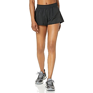adidas Women's Pacer 3-Stripes Woven Heather Shorts, Black/Black, Medium