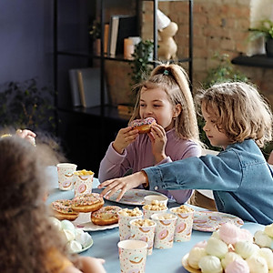 Juvale 144 Piece Donut Grow Up Party Supplies - Serves 24 Sprinkle Paper Plates, Napkins, Cups and Cutlery for Two Sweet Birthday Decorations