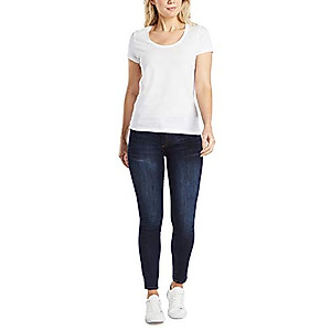 Nautica Women's Easy Comfort Scoop Neck Supersoft 100% Cotton Solid T-Shirt, Bright White, Large