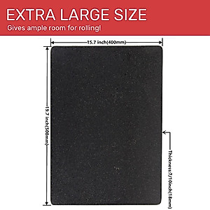 Diflart Natural Black Granite Cutting Board for Kitchen 16x20 Inch,with Non-Slip Feet, Large Stone Pastry Slab for Baking