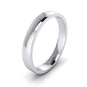 LANDA JEWEL 3mm Heavy Sterling Silver Comfort Fit Polished Womens Wedding Ring Plain Band (7.5)