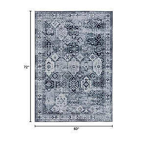 DECOMALL BAOLA Vintage Area Rugs, Traditional Carpet for Bedroom Foyer Laundry Room, Gray-Blue 4'x6'