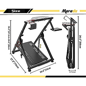Marada Sim Racing Wheel Stand Simulator Cockpit X-Structure Quick Fold Fits for Thrustmaster/Logitech G29, G923, G920, T300RS, T150 Adjustable Gaming Stand without Steering Wheel, Pedal, Handbrake