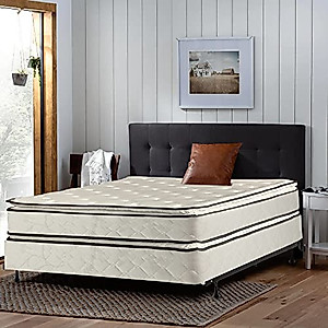 Greaton, 12-Inch Medium Plush Double Sided Pillowtop Innerspring Mattress & 8" Wood Box Spring Set with Frame, King