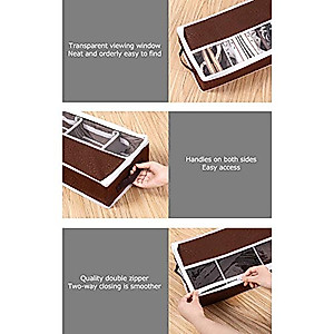 LIULDASHUN Clear Foldable Shoe Storage Boxes, Shoe Organizer Boxes, Adjust Dividers, Waterproof Shoes Storage Box with Zipper PVC Cover for Home Organization (L)