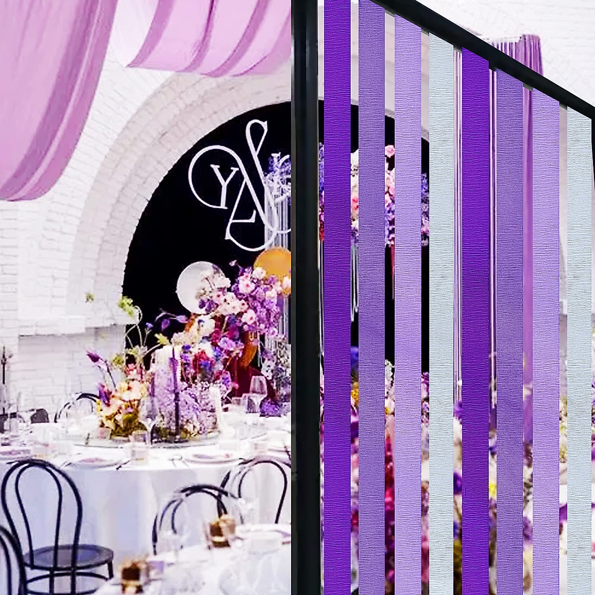 YSSAI Purple Party Decorations Purple Crepe Paper Streamers 8 Rolls 656 ft Tassels Streamer Garland Hanging Backdrops Decorations for Birthday Wedding Bridal Baby Shower Lilac Theme Party Decoration