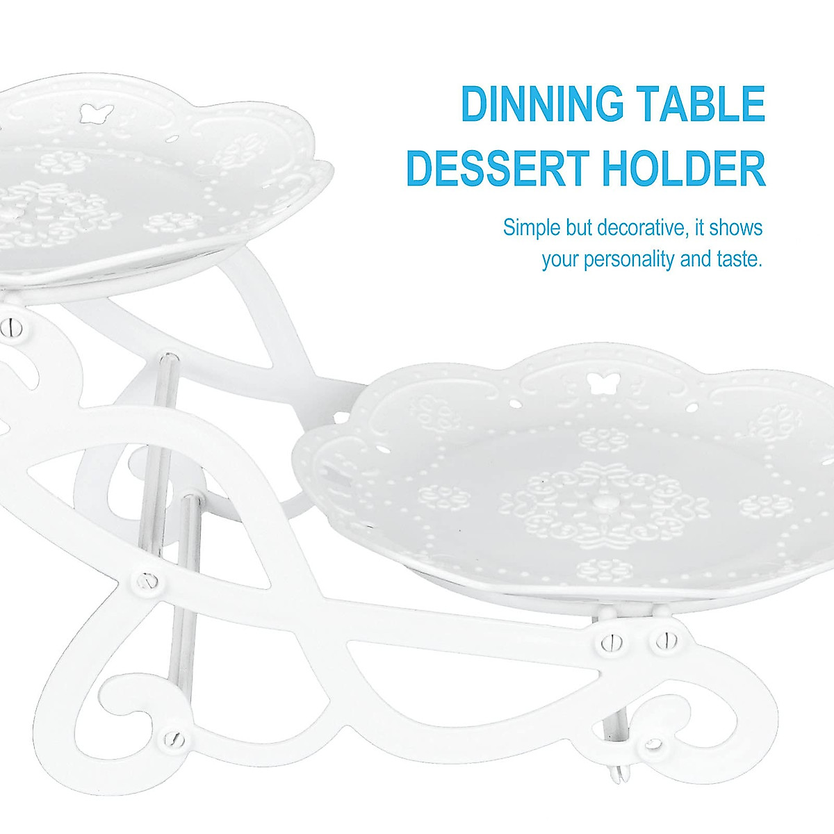 generic 2 Sets of 2- Tier White Dessert Cake Stand Pastry Stand Bicycle Cupcake Stand Cookie Tray Candy Fruit Plate and Trays for Wedding Home Birthday Party