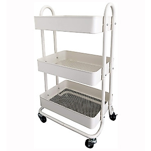 MaxWorks 50175 3-Tier Metal Rolling Utility Cart Heavy Duty Storage with Wheels