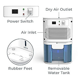 Pure Enrichment® PureDry™ Mini Dehumidifier - Compact Water Tank Eliminates 300ml/day in Excess Moisture from Closets, Bathrooms, Boats, Kitchens and Other Small Rooms and Living Spaces