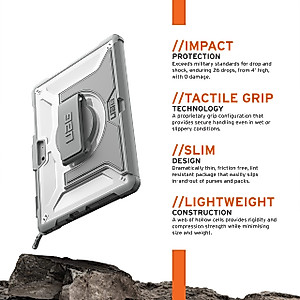 URBAN ARMOR GEAR UAG Designed for Microsoft Surface Go 4 / Surface Go 3 / Surface Go 2 / Surface Go Case 10.5" Plasma w/Hand Strap & Shoulder Strap Featherlight Drop Tested Cover White/Grey