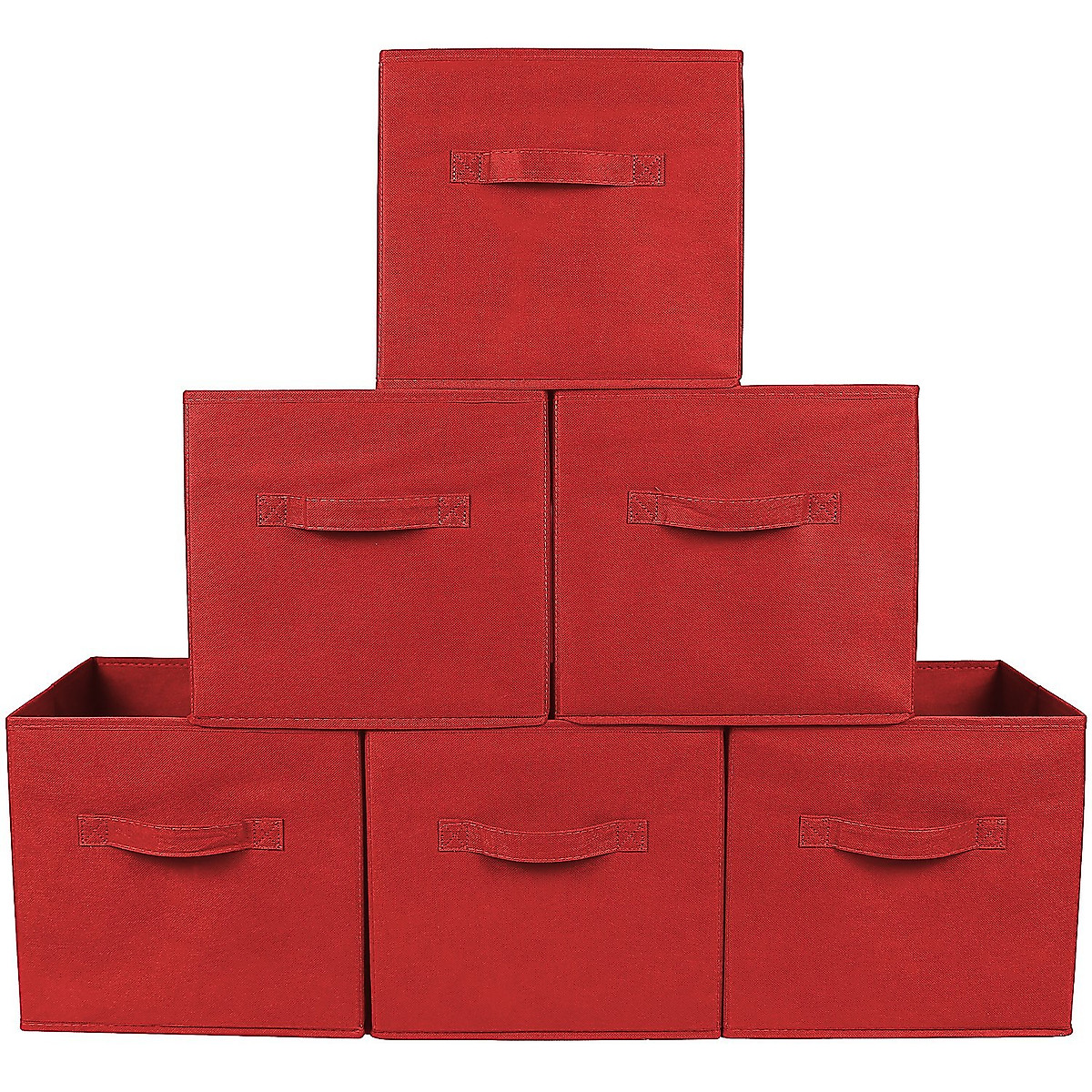 Greenco Foldable Storage Cubes Non-woven Fabric -6 Pack-(Red)