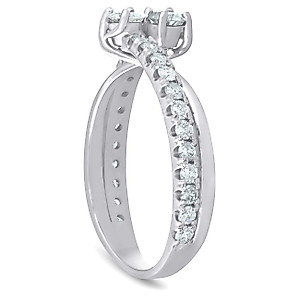 1Ct Two Stone Diamond Engagement Forever Us Ring 14K White Gold Anniversary Band - Size 6