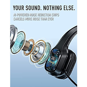 WUGEUSCH Wireless Headset with Microphone -Noise Canceling Headphones with Mic -Bluetooth On-Ear Earphones for Trucker, Office Work, Video Calling, Call Center -32H Talk Time, Clear Audio Transmission