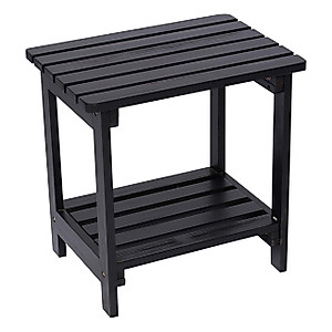 Shine Company 4114BK Providence Rectangular Adirondack Outdoor Side Table | Wood Accent Table for Indoor/Outdoor – Black