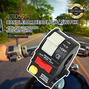 Handlebar Headlight Switch Fit for Pola-riss Sports-Man 2001 2002 2003 2004 2005 Hi Lo Off for ATV Motorcycle Snowmobile or Watercraft Beam Light Kill Stop Switch Replaces 4010591 4010560 4010422