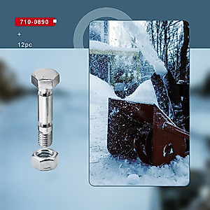 HYYLU (12 Packs) 710-0890 Shear Pins with Nuts for MTD Cub Cadet Troy-Bilt and More Snow Blower - 12 Pcs 710-0890A and 910-0890A Snow Throwers fits Parts (1-1/2" x 5/16")