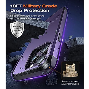 VICMARS Strongest Magnetic for iPhone 14 Pro Max Case with Stand, [Fits Magsafe] [18FT Ultra Shockproof] Dual-Layer iPhone 14 Pro Max Phone Case Men Women, 2X Mil-Grade, Invisible Kickstand (Purple)