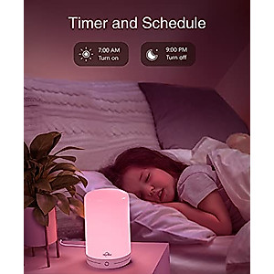 LB3 Smart Lamp, LED Bedside Touch Lamps Compatible with Alexa and Google Home, App Go_sund Control, RGB Color Changing Dimmable & Warm White Night Light for Bedroom, USB Powered