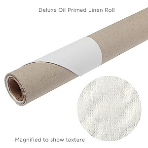 Centurion Deluxe Professional Oil Primed Linen Canvas Rolls - OP Enhanced Primed Oil Canvas Rolls for Bulk Painting, Artists, Murals, & More! - 54 in x 6 Yard