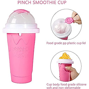 cdbz Slushie Maker Cup Slushy Maker Squeeze Cup Slushy Ice Cream Maker Quick Frozen Smoothies Cup Cooling Cup (pink+blue)