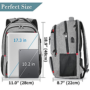 Travel Laptop Backpack for Men and Women, 17 Inch Large School Backpacks for Teens, Sturdy Back Pack with USB Charging Port Fits 17.3 Inch, Outdoor Hiking Water Resistant Anti Theft College Bag