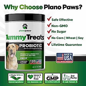 Probiotics for Dogs Digestive Health - Dog Probiotics and Digestive Enzymes - Allergy Relief for Dogs - Probiotic for Dogs Gut Health - Puppy Probiotic Tummy Treats - 120 Dog Probiotic Chews