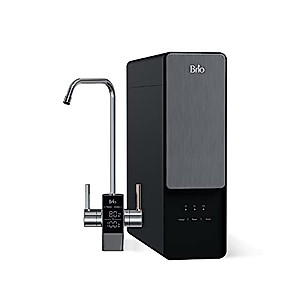 Brio AQUUS TROE800COL Reverse Osmosis Water Filtration System, 4-Stage Tankless RO Water Filter System for Under Sink, 800 GPD, 2:1 Pure to Drain, Reduces TDS, Smart Faucet, USA Support, Black/Silver