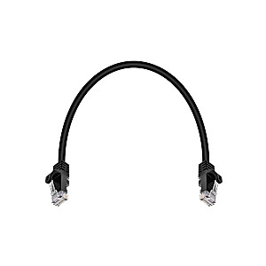 Monoprice Cat6 1ft Black Patch Cable UTP 24AWG 550MHz Pure Bare Copper Snagless RJ45 Flexboot Series Ethernet Cable