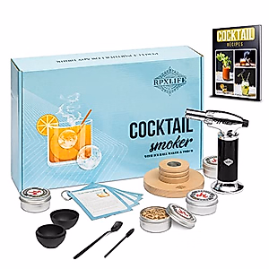 Cocktail Smoker Kit With Torch, Old Fashioned Smoker Kit, Bourbon Smoker Kit, Made of 100% Wood, Add a Touch of Class to Your Cocktail Making, No Butane