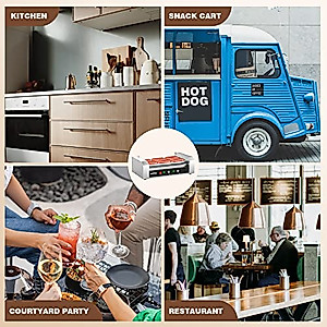 WantJoin Hot Dog Grill Machine, Commercial Electric Hot Dog roller Sausage Machine Hot-dog 7 Roller Grill Cooker Machine (silver)