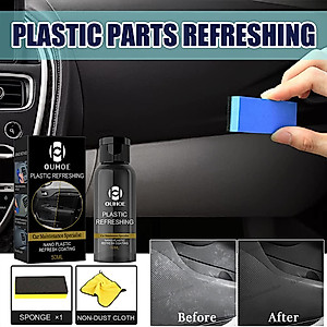 Ouhoe Plastic Refreshing, Premium Plastic Refreshing, Car Plastic Parts Refurbish Agent, Plastic Restorer for Cars, Ultimate Plastic Renovator Kit (50ml 3pcs)