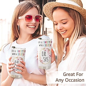 Macorner Sister Gifts From Sister - Stainless Steel Tumbler 20oz Gifts for Women - Unique Gift For Sister Soul Sister From Sister - Gift For Best Friend Women Big Sister Little Sister Birthday Gifts