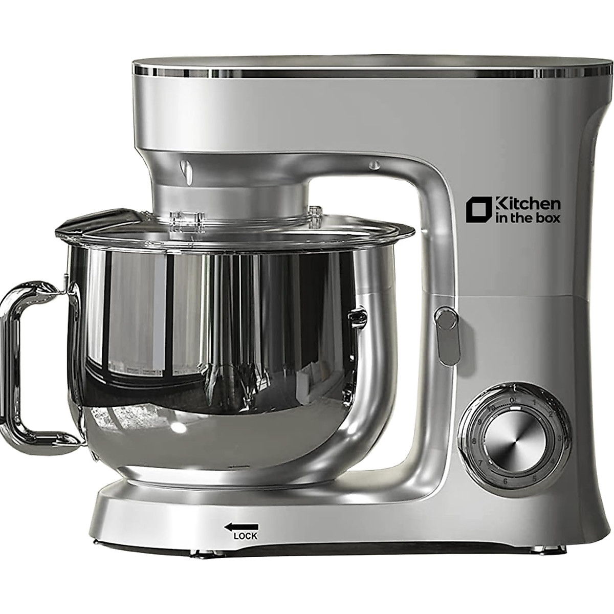 Kitchen in the Box Stand Mixer, 900W 8.5 QT Kitchen Electric Mixer, 10-Speed Large Capacity Tilt-head Food Mixer with Dough Hook, Wire Whip, Flat Beater & Splash Guard (Silver)