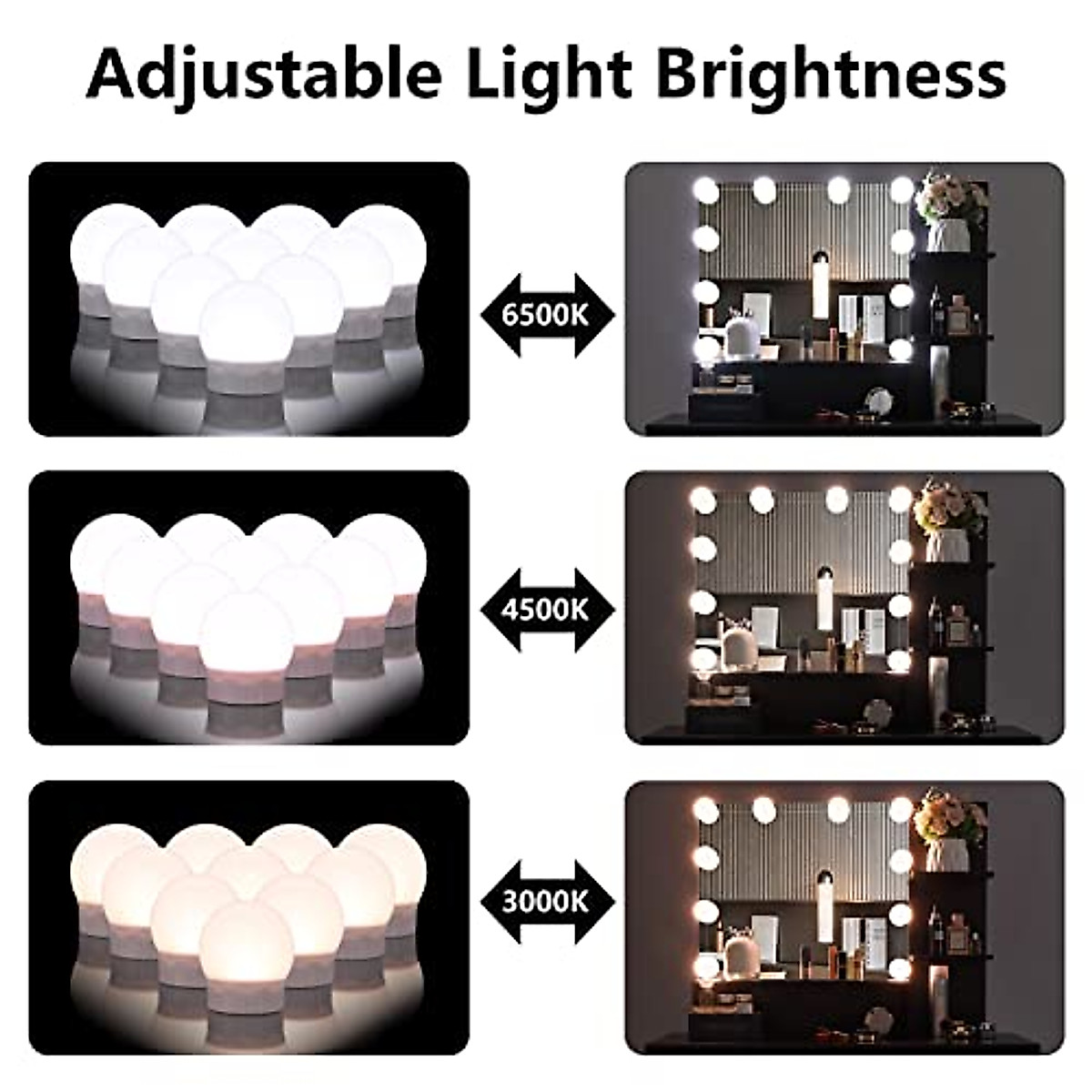 Large Vanity Set with 10 LED Bulbs Makeup Table with Cushioned Stool Makeup Desk with Open Storage Shelves Vanity Table with Cabinet Drawer Chest Dressing Table for Women Girls