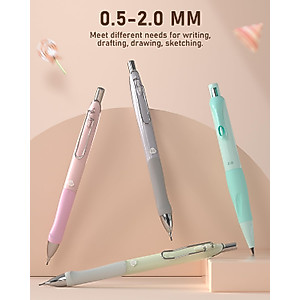 Nicpro 31PCS Pastel Mechanical Pencil Set in Case, Cute Mechanical Pencils 0.5, 0.7, 0.9 mm & 2.0 mm with 15 Tube (HB 2B Colors)Lead Refills, 3 Erasers, Aesthetic School Supplies for Writing Sketching
